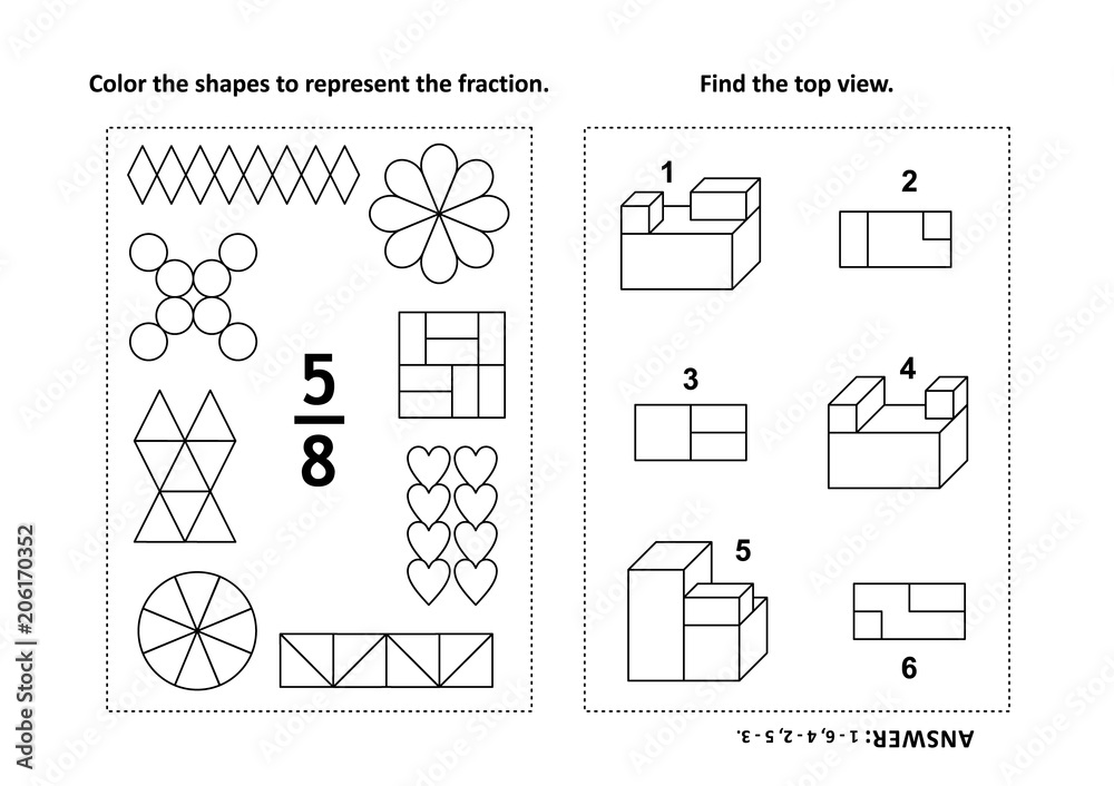 Two visual math puzzles and coloring pages. Color the shapes to ...