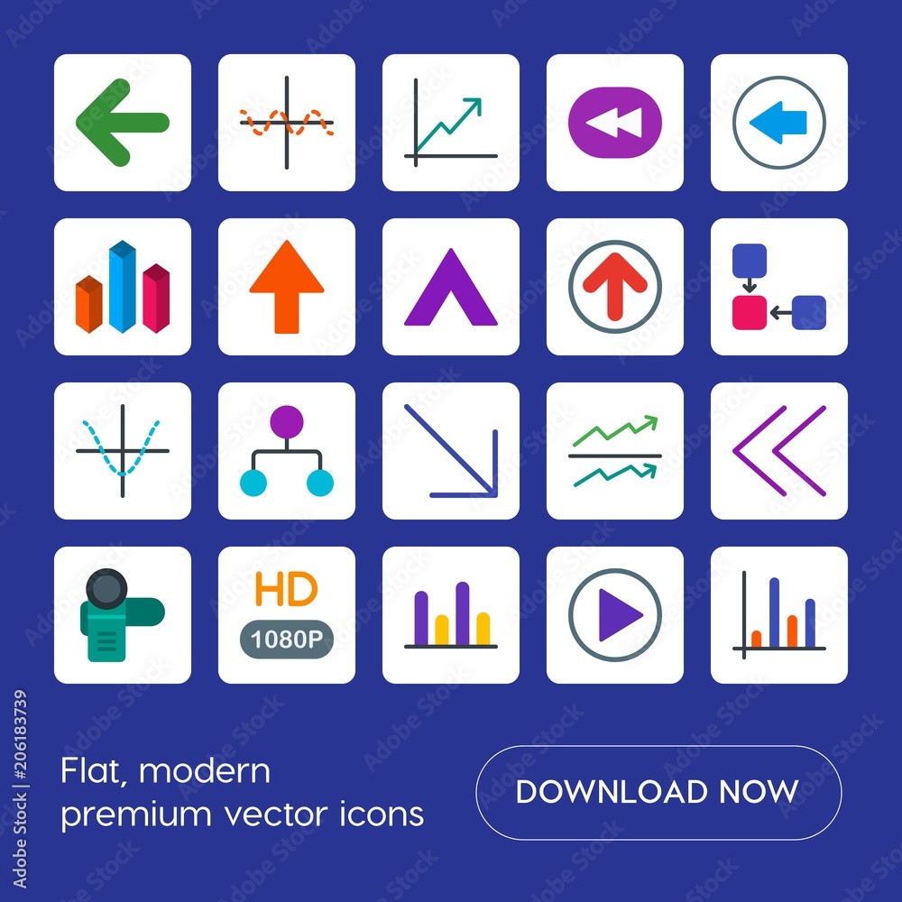 Vetor de Modern Simple Set of arrows, charts, video, cursors Vector ...