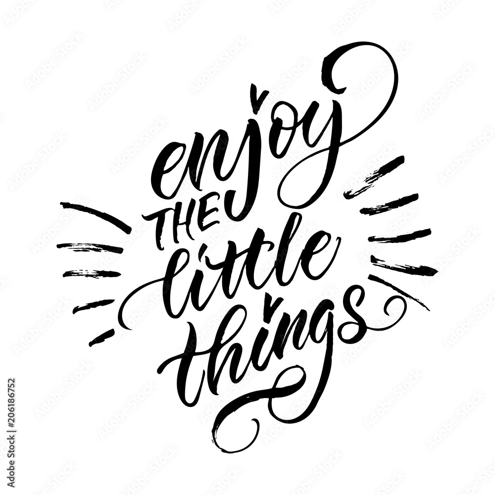 enjoy the little things, black - vintage style calligraphy with text ...