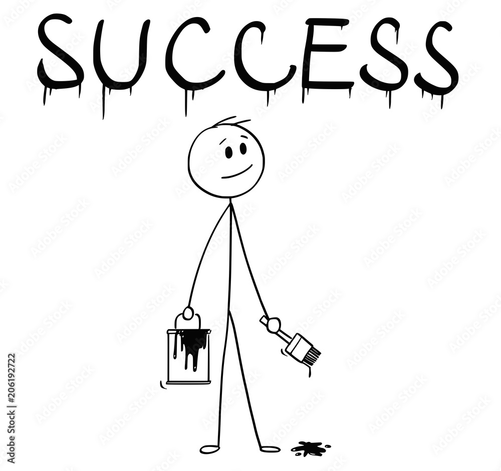 Cartoon stick man drawing conceptual illustration of businessman with ...