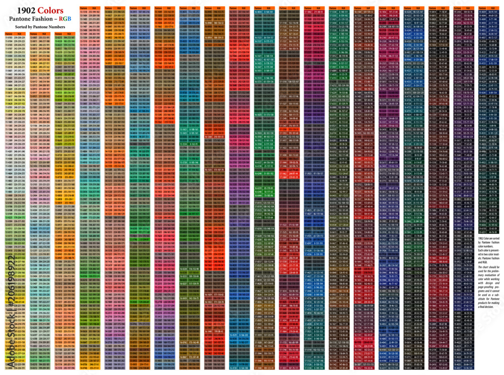 1902 Colors. Pantone Fashion – RGB Stock Vector | Adobe Stock