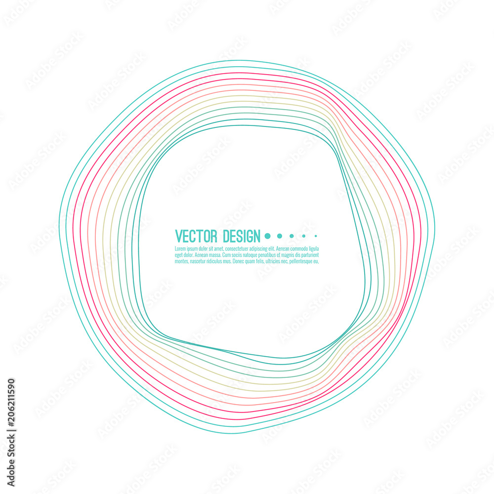 Vector of deformed colorful circle banner. The text box with a ...