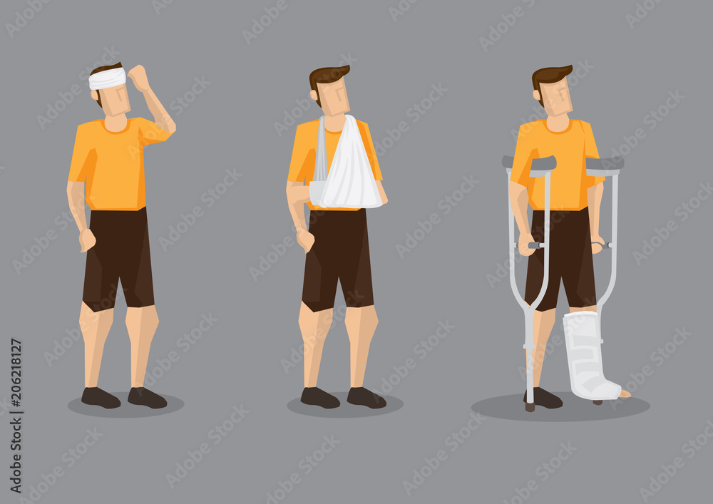 Injured Man Vector Character Illustration Stock Vector | Adobe Stock
