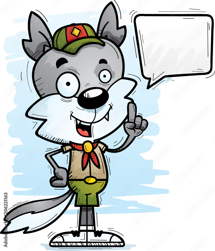 Cartoon Male Wolf Scout Talking Stock Vector | Adobe Stock
