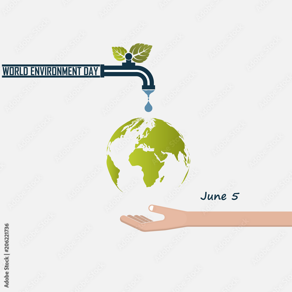 World Environment day concept vector logo design template.June 5st ...