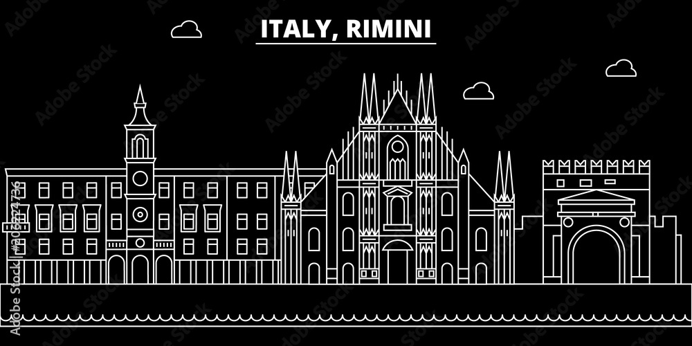 Rimini silhouette skyline. Italy - Rimini vector city, italian linear ...
