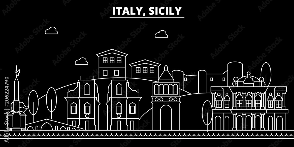 Sicily silhouette skyline. italy - Sicily vector city, italian linear ...