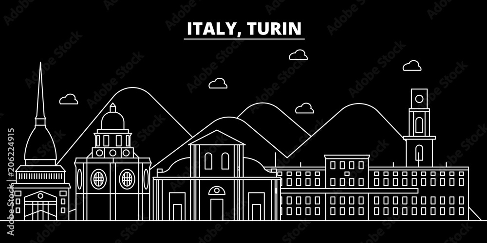 Turin silhouette skyline. Italy - Turin vector city, italian linear ...