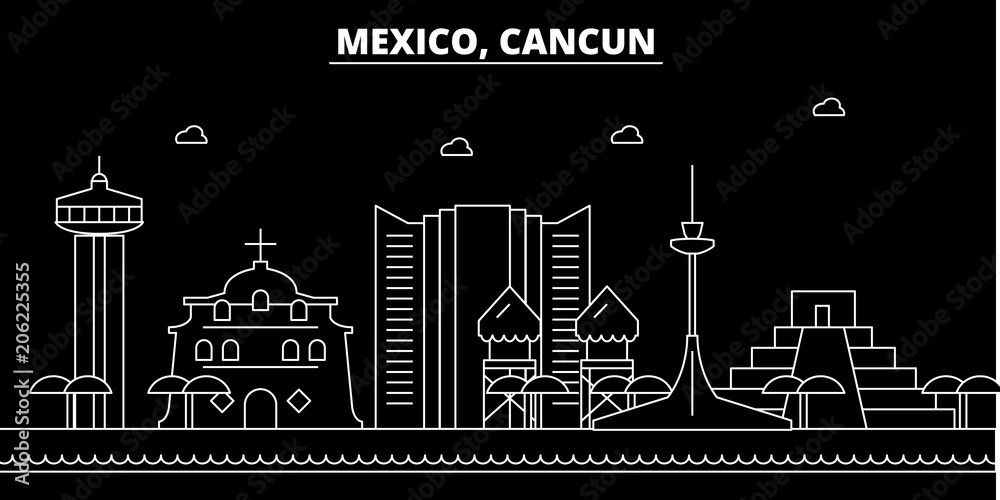 Cancun silhouette skyline. Mexico - Cancun vector city, mexican linear ...
