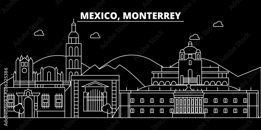 Monterrey silhouette skyline. Mexico - Monterrey vector city, mexican ...