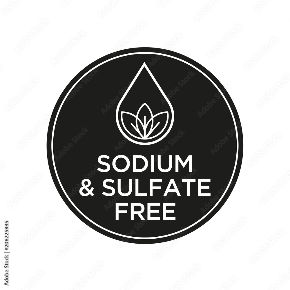 Sodium and sulfate Free icon for labels of shampoo, mask, conditioner ...