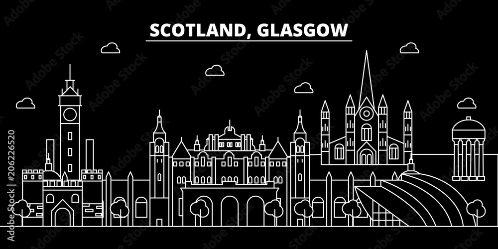 Glasgow silhouette skyline. Scotland - Glasgow vector city, scottish ...