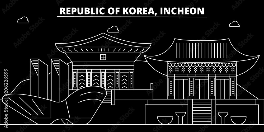 Incheon silhouette skyline. South Korea - Incheon vector city, korean ...