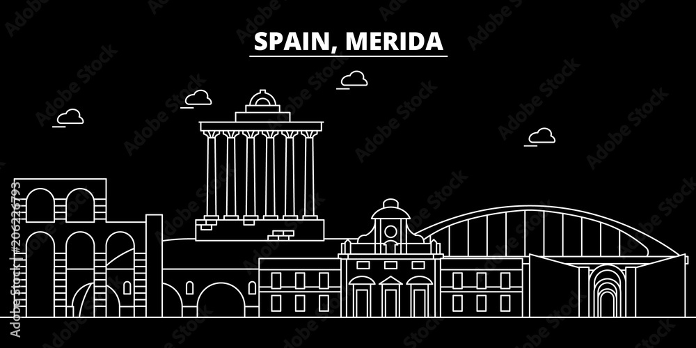Merida silhouette skyline. Spain - Merida vector city, spanish linear ...