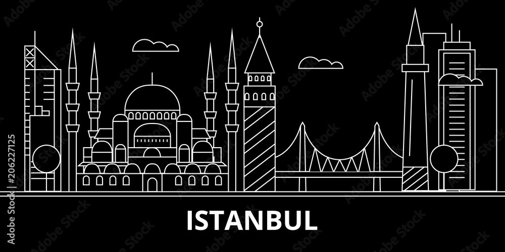 Istanbul silhouette skyline. Turkey - Istanbul vector city, turkish ...