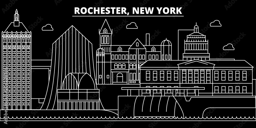 Rochester silhouette skyline. USA - Rochester vector city, american ...
