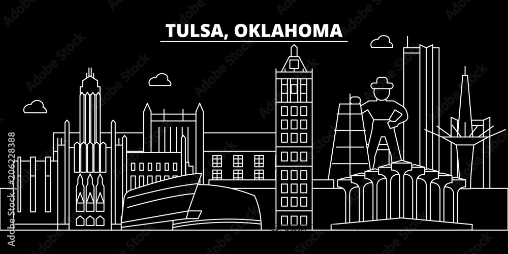 Tulsa silhouette skyline. USA - Tulsa vector city, american linear ...