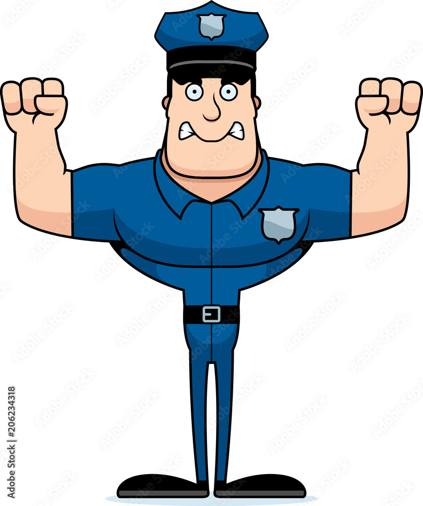Cartoon Angry Police Officer Stock Vector | Adobe Stock