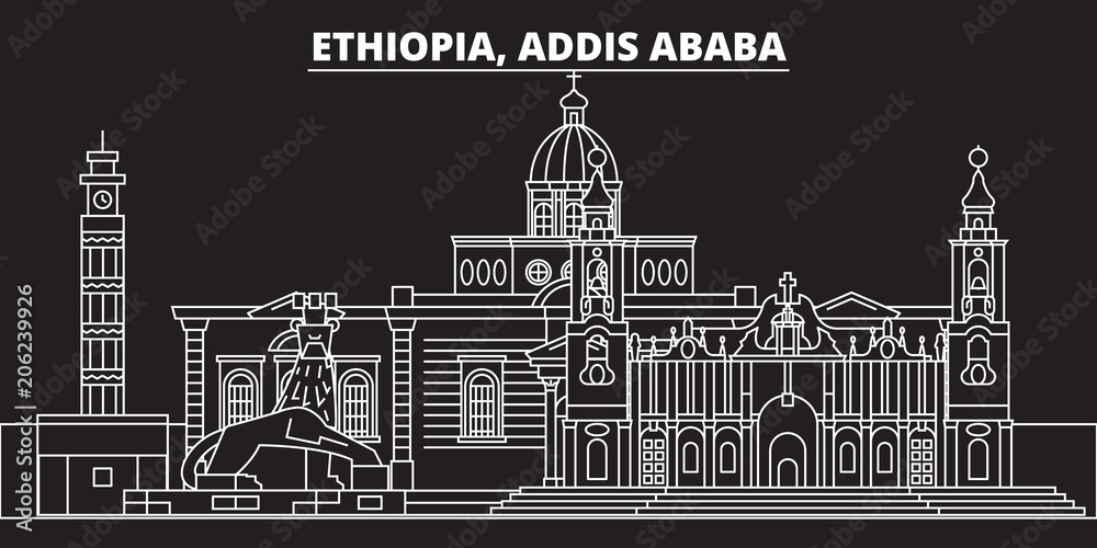 Addis ababa silhouette skyline. Ethiopia - Addis ababa vector city ...