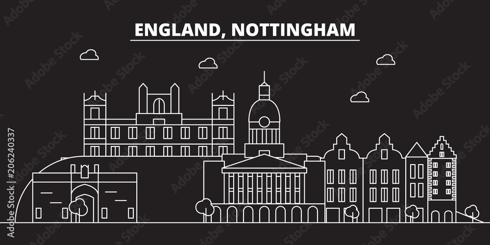 Nottingham silhouette skyline. Great Britain - Nottingham vector city ...