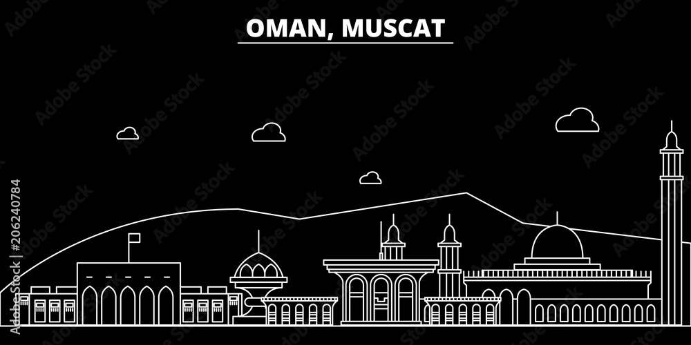 Muscat silhouette skyline. Oman - Muscat vector city, omani linear ...