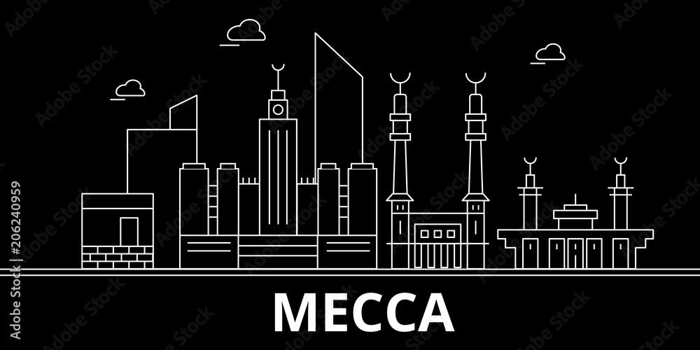 Mecca silhouette skyline. Saudi Arabia - Mecca vector city, saudi ...