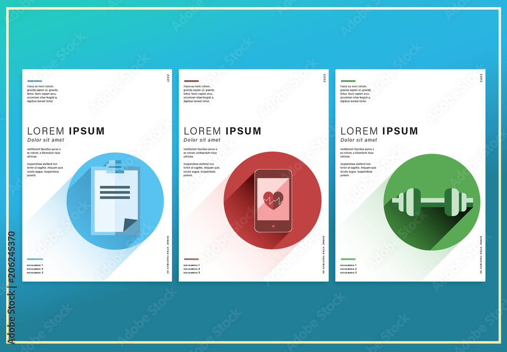 3 Flyer Layouts with Activity Illustrations Stock Template | Adobe Stock
