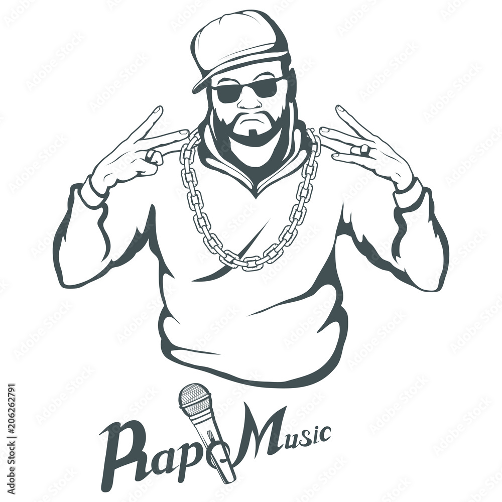 Rap music logo. Rapper skull on white background. Lettering with a ...