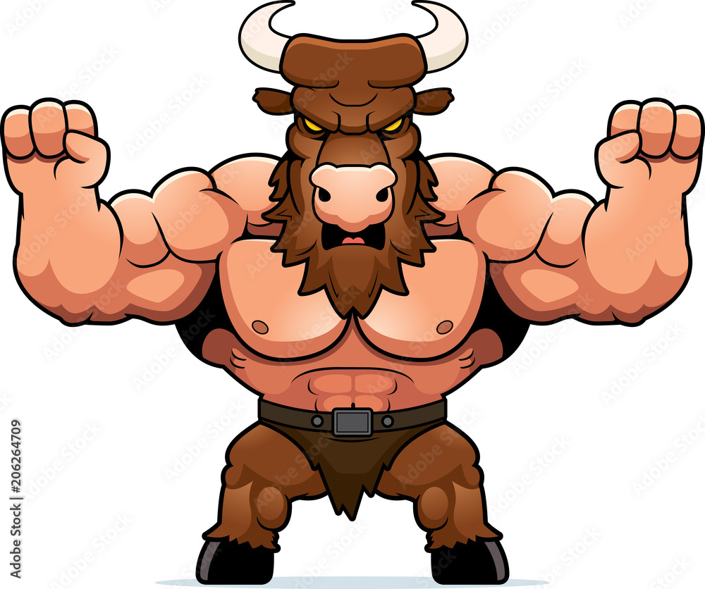 Cartoon Minotaur Angry Stock Vector | Adobe Stock