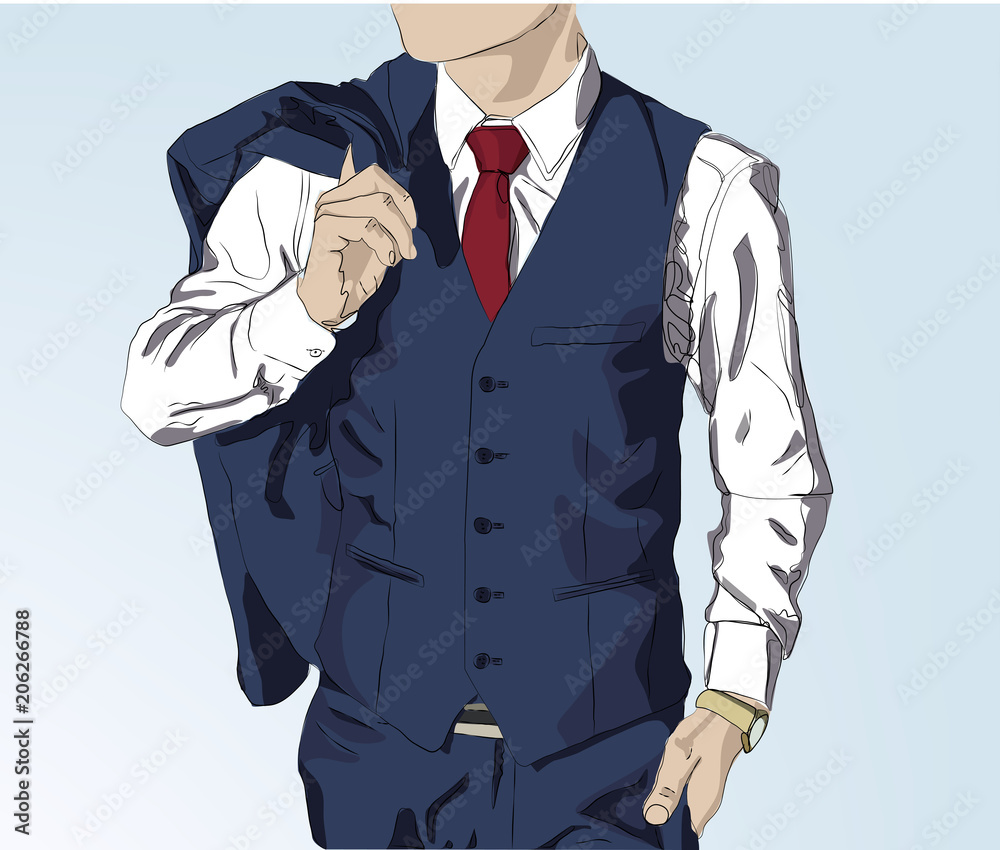 man wearing suit illustration - business concept vector graphic Stock ...