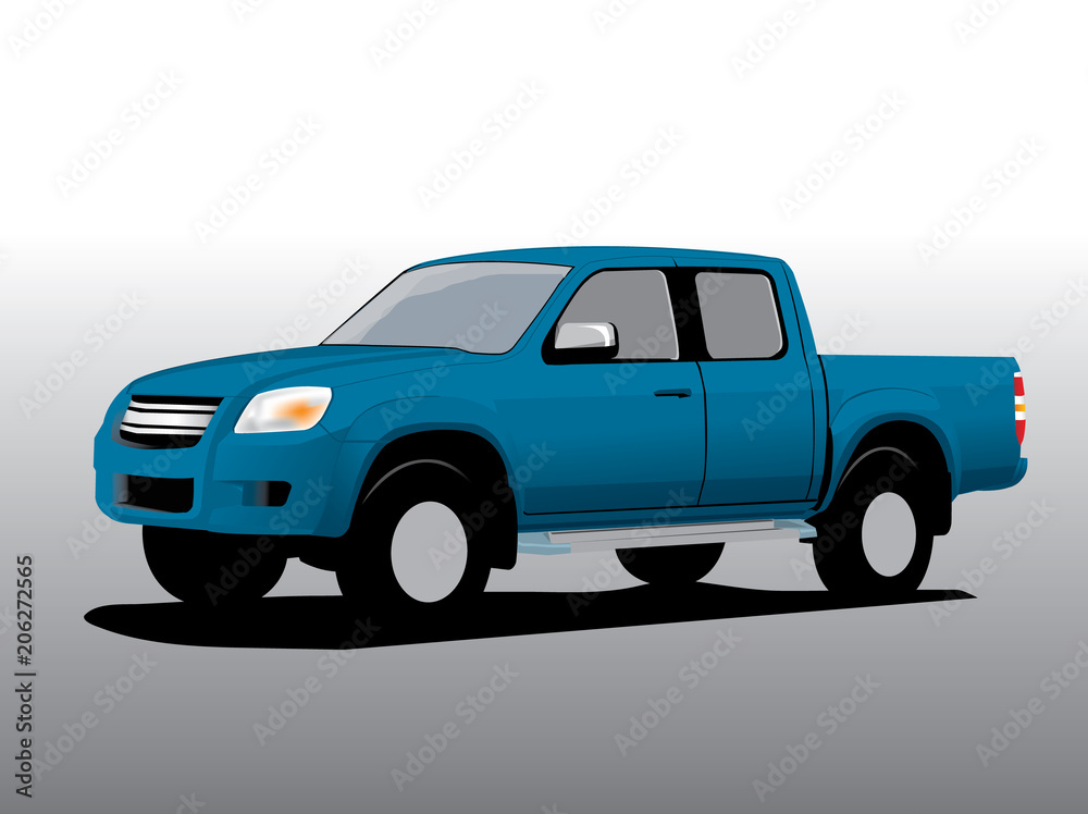 Vector car cartoon, cargo pickup Stock Vector | Adobe Stock