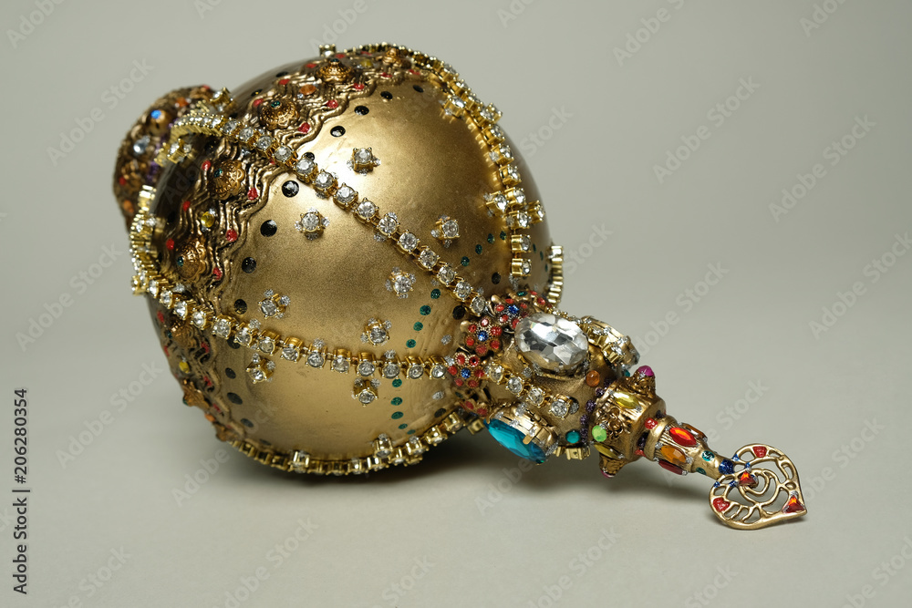 Golden royal regalia and symbol of authority decorated with gems Stock ...