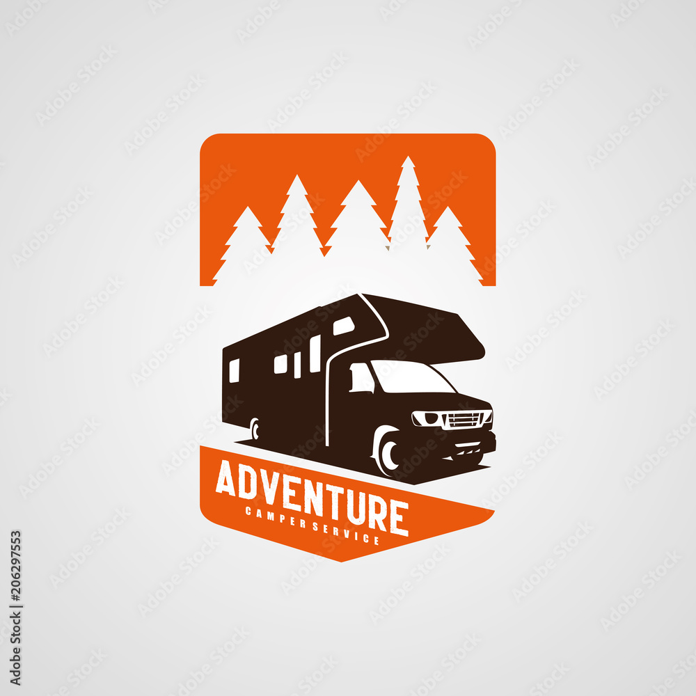Adventure RV Camper Car Logo Designs Template Stock Vector | Adobe Stock
