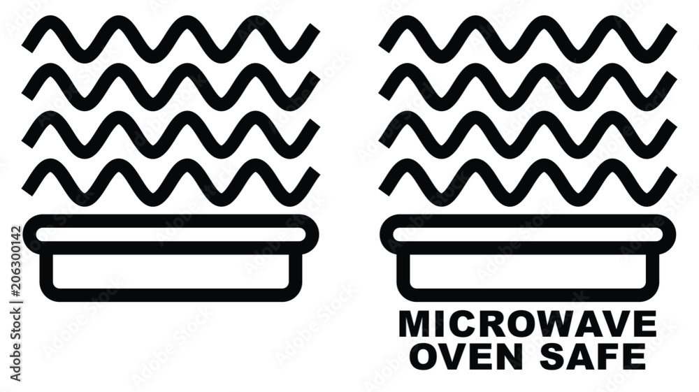 Microwave safe container icon. Simple black lines food container ...