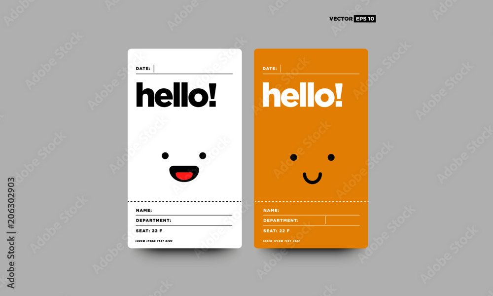 Smiling Emoji Hello ID Tag Card with Name Department Details ...