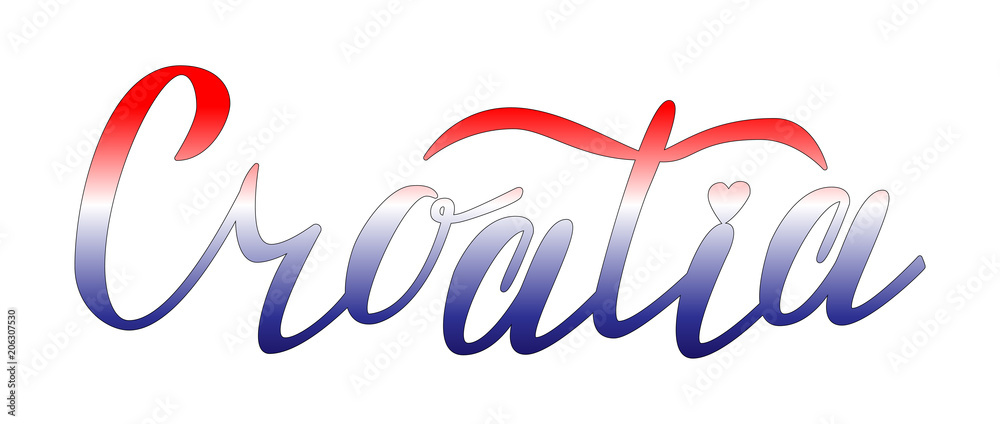 Beautiful hand written text of european country Croatia. Typography ...