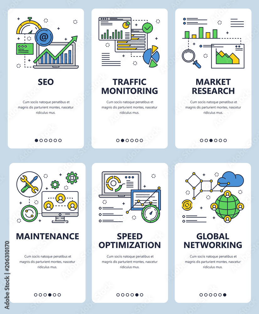 Vector line art web and mobile app template set Stock Vector | Adobe Stock