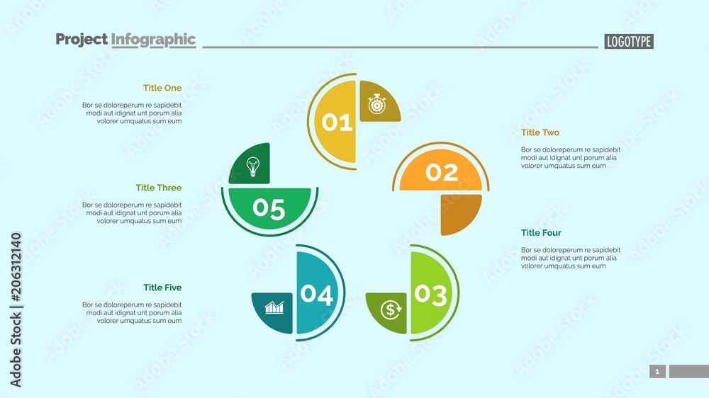 Cycle Chart with Five Elements Template Stock Vector | Adobe Stock