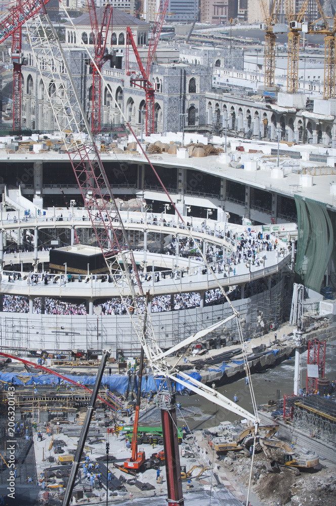 Construction of Al-Masjid Al-Haram Around Al Kaaba Stock Photo | Adobe ...