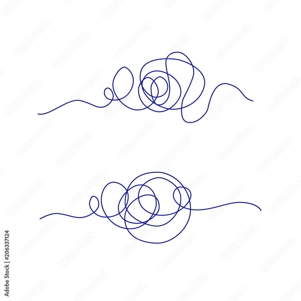 Blue pen scribble. Chaotic vector lines Stock Vector | Adobe Stock