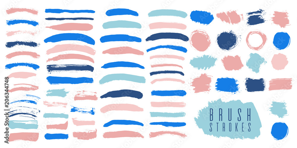 Set vector of brush strokes to insert text. Grunge elements of design ...