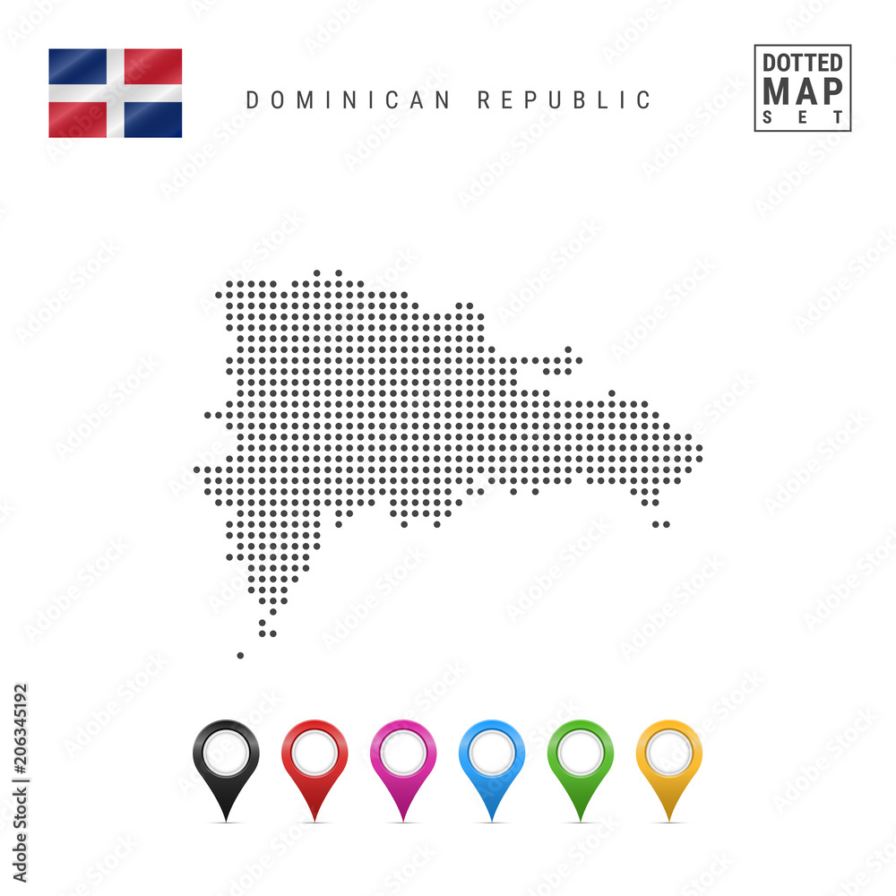Vector Dotted Map of Dominican Republic. Silhouette of Dominican ...