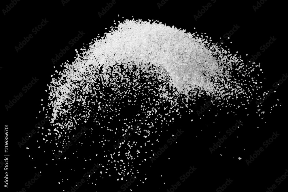 White sugar splash explode isolated on black background ,throwing ...