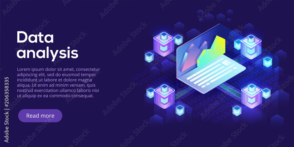 Hosting server isometric vector illustration. Abstract 3d datacenter or ...
