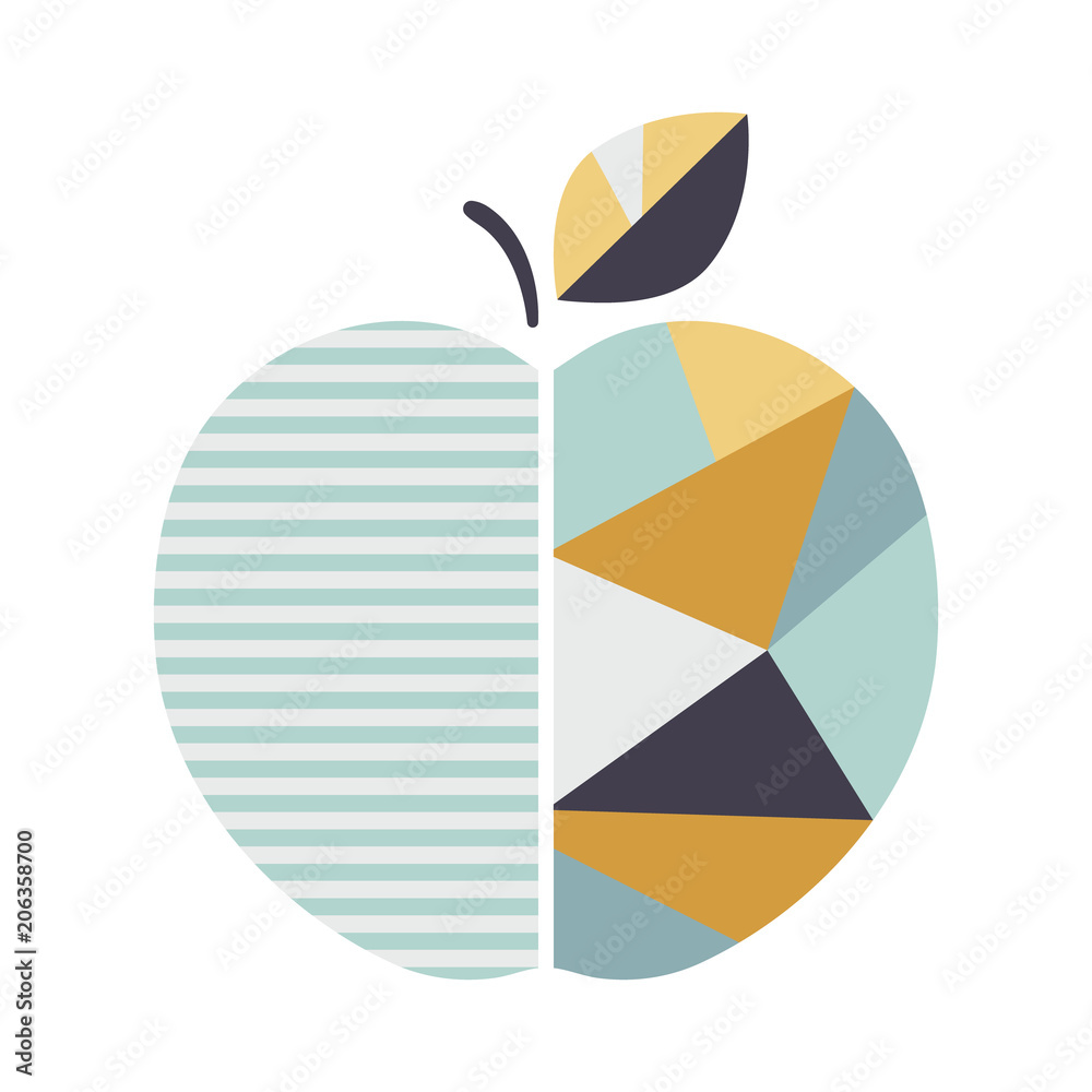 Modern Geometric Apple illustration. Modern Fruit poster. Good for ...