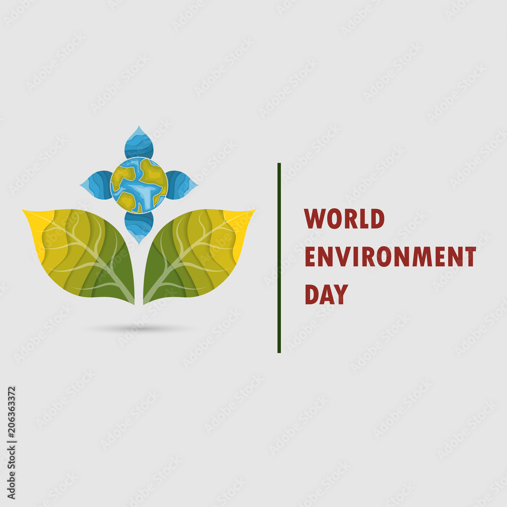 Globe and Leaf sign. World Environment day concept vector logo design ...