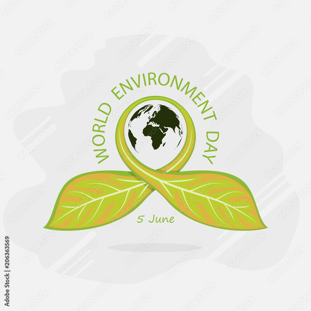Globe and Leaf sign. World Environment day concept vector logo design ...
