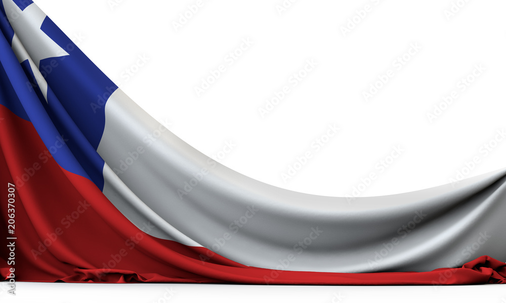 Chile national flag hanging fabric banner. 3D Rendering Stock ...