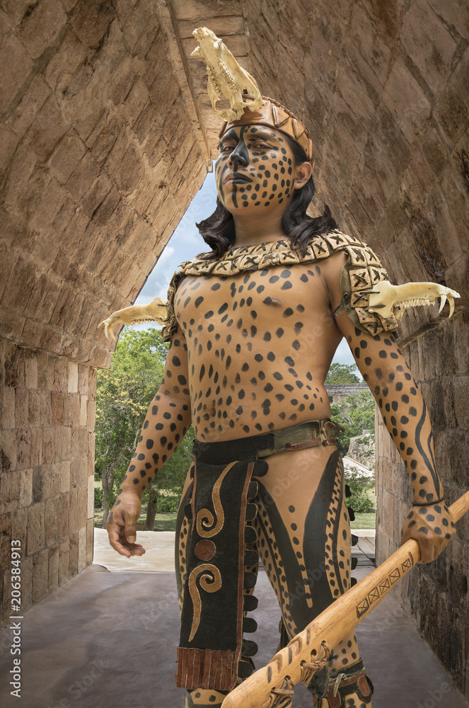 Native Mayan warrior dressed up like it was on the Classic Mayan Period ...