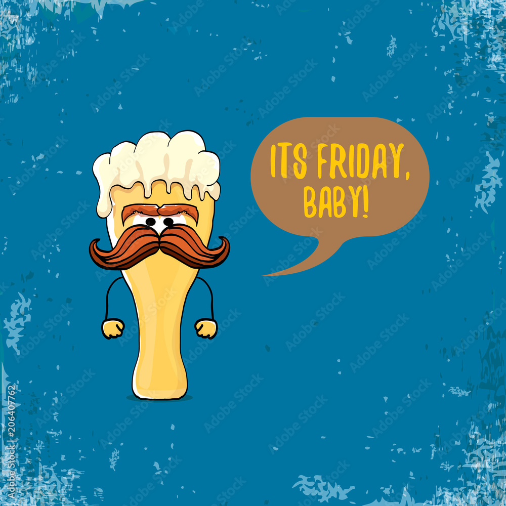 Its friday baby vector concept illustration with funky beer hand drawn ...